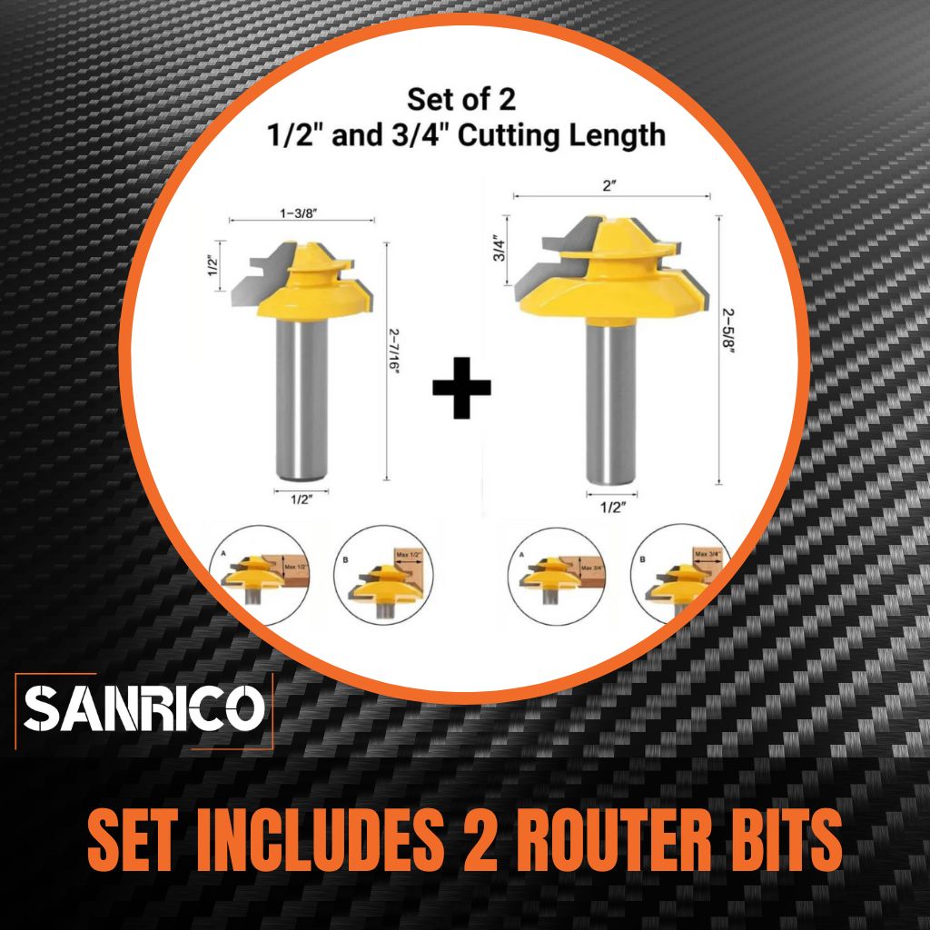 45-degree Lock Miter Router Bit Set – SANRICO DEALS